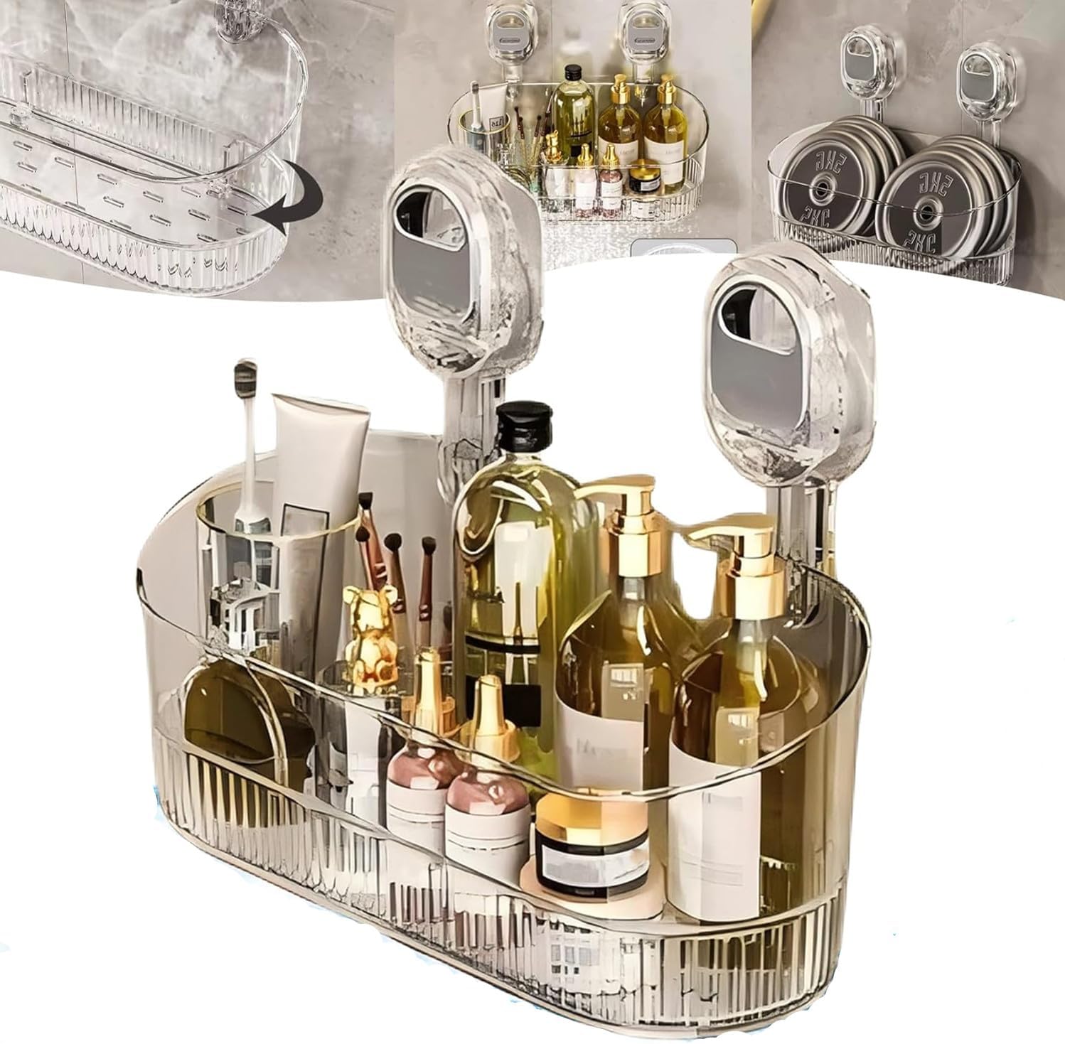 Amazon.com: No-Drill Bathroom Suction Storage Box with Powerful ...