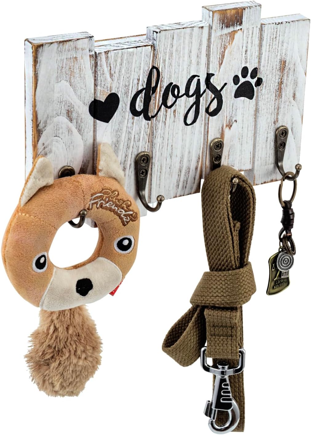 Amazon.com: MyGift Wall Mounted Dog Leash Holder, 4-Hook Rustic ...