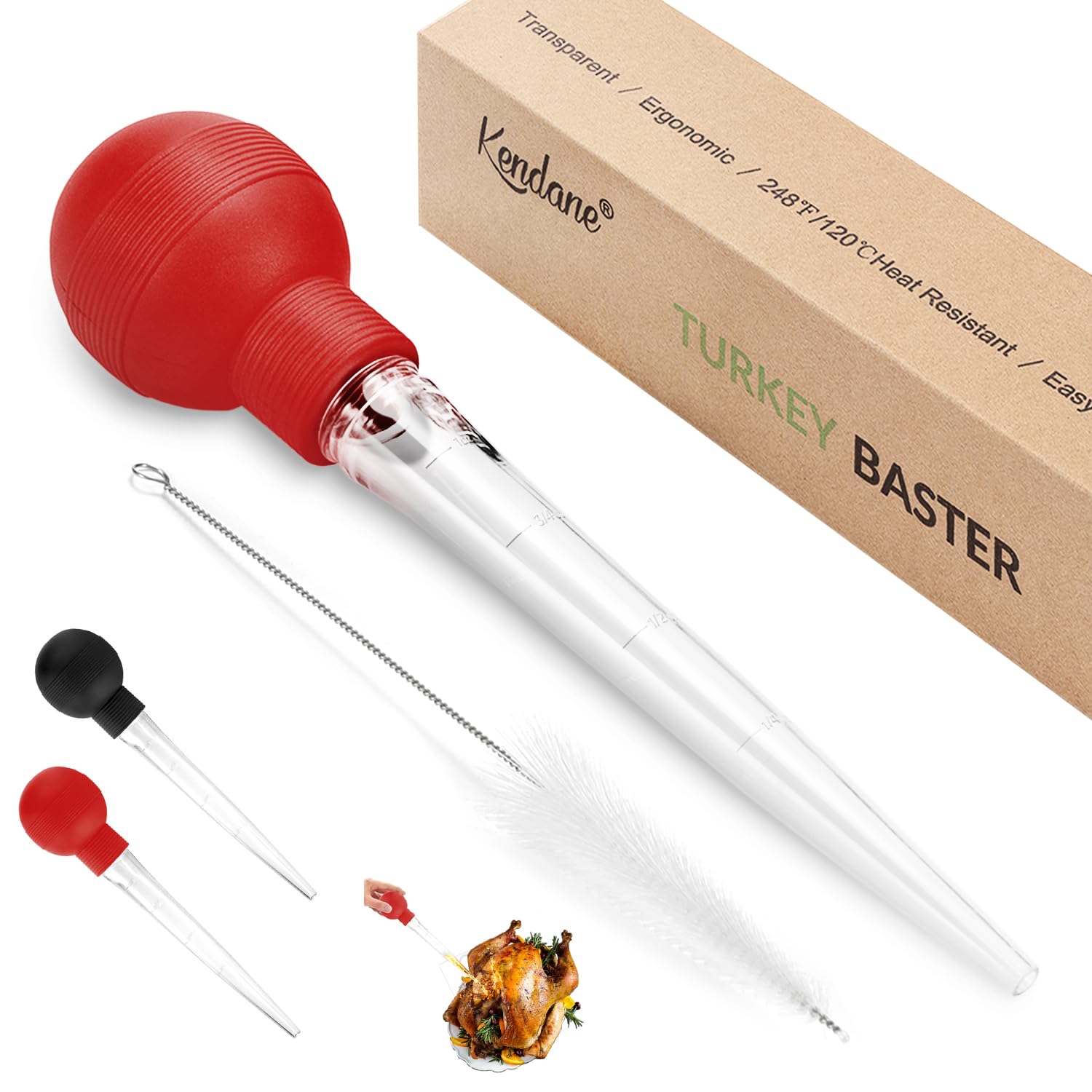 Amazon.com: Kendane Turkey Baster With Cleaning Brush, Baster Syringe ...