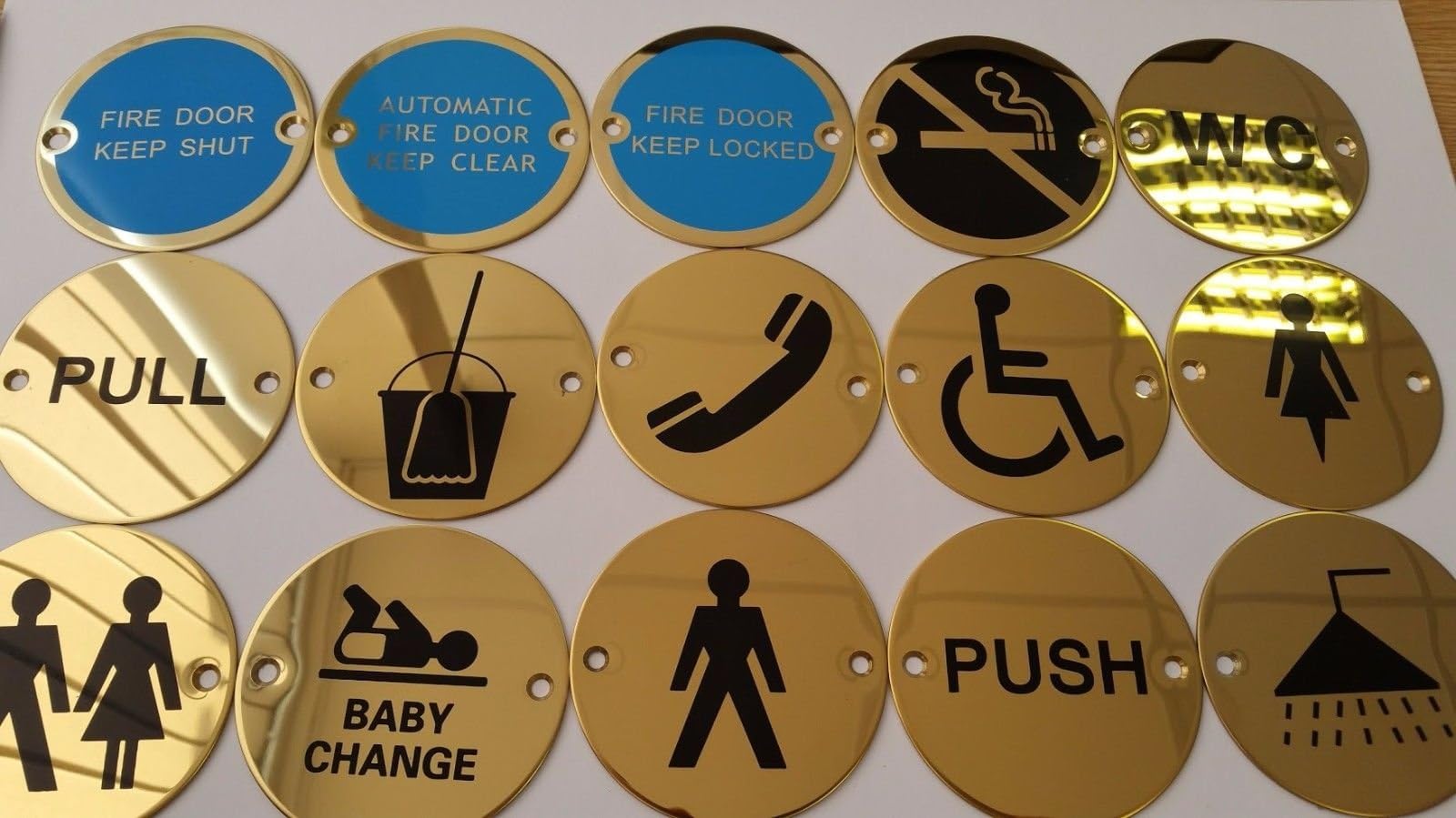 Circular Round Brass Toilets Pub Shop Business Bathroom Door Signs Gold ...