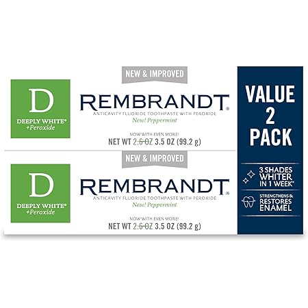 Amazon.com : Rembrandt Deeply White + Peroxide Whitening Toothpaste ...