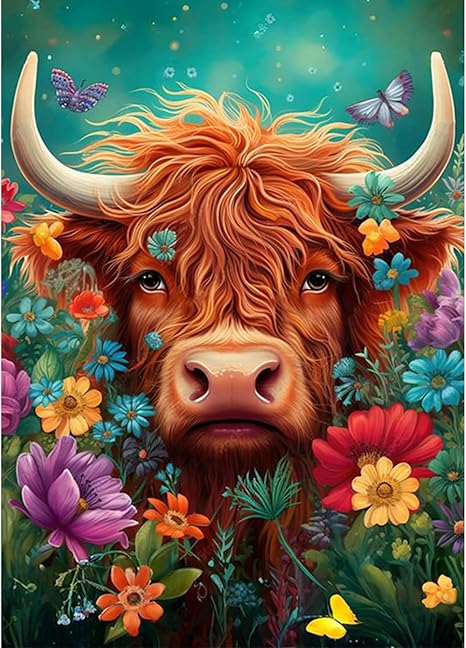 Amazon.com: Hlison Cow Diamond Art Kits for Adults, 5D Highland Cow ...