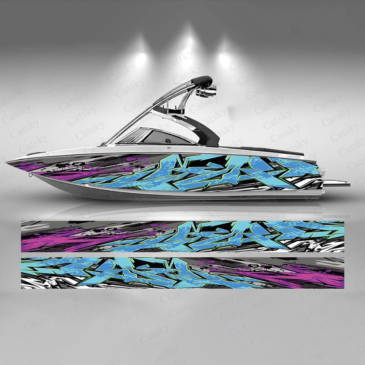 Amazon.com - 2 PCS-236.2x22.8 Inch Abstract Graffiti Stripes Boat ...