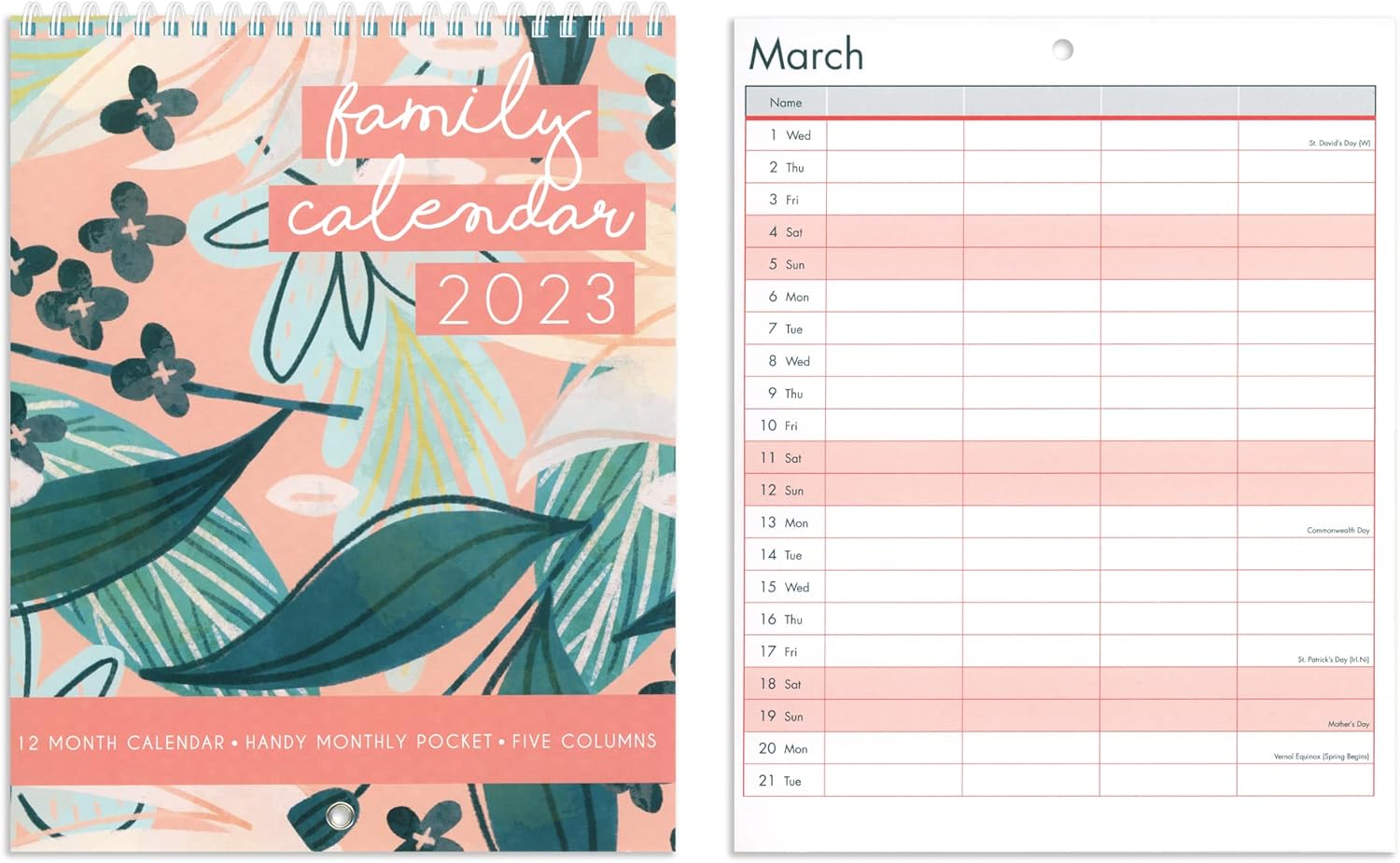 2023 Family Organiser Calendar Planner with Handy 12 Month and Five ...