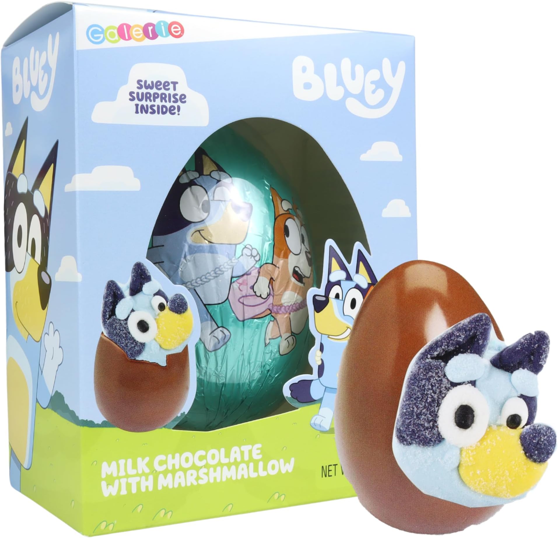 Amazon.com : Galerie Milk Chocolate Bluey Easter Egg with Marshmallow ...