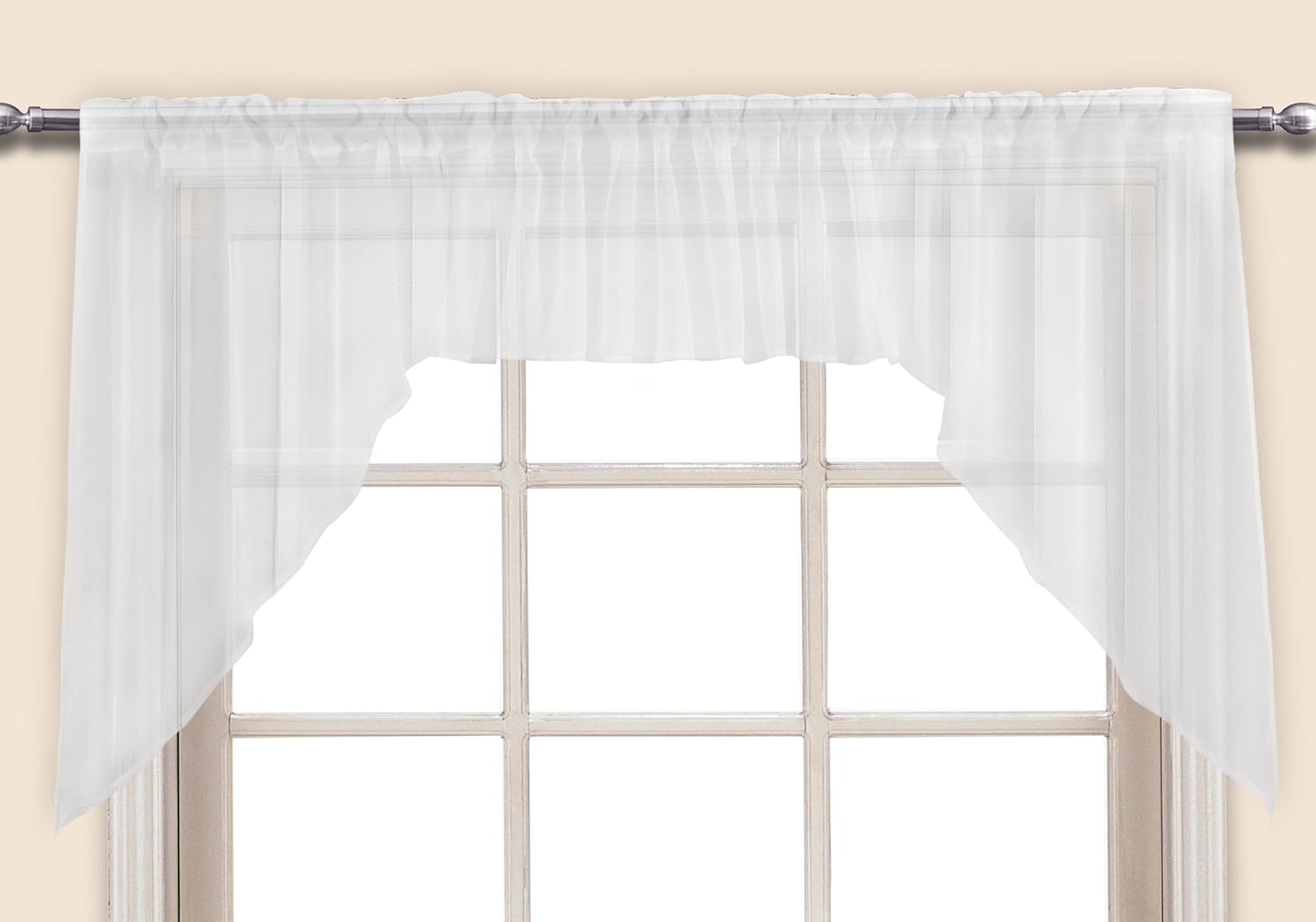 Buy United Curtain Monte Carlo Sheer Toppers Pair of Swags, 60 x 38 ...