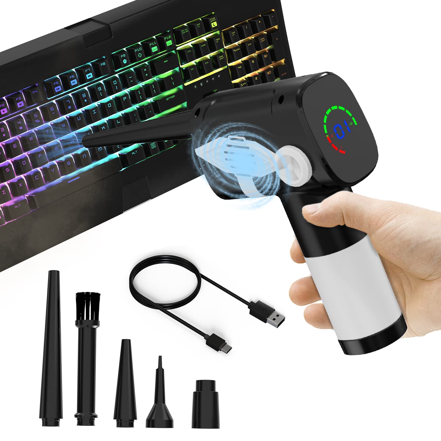 Buy Compressed Air Duster, Liwarace Cordless Air Blower for Computer ...