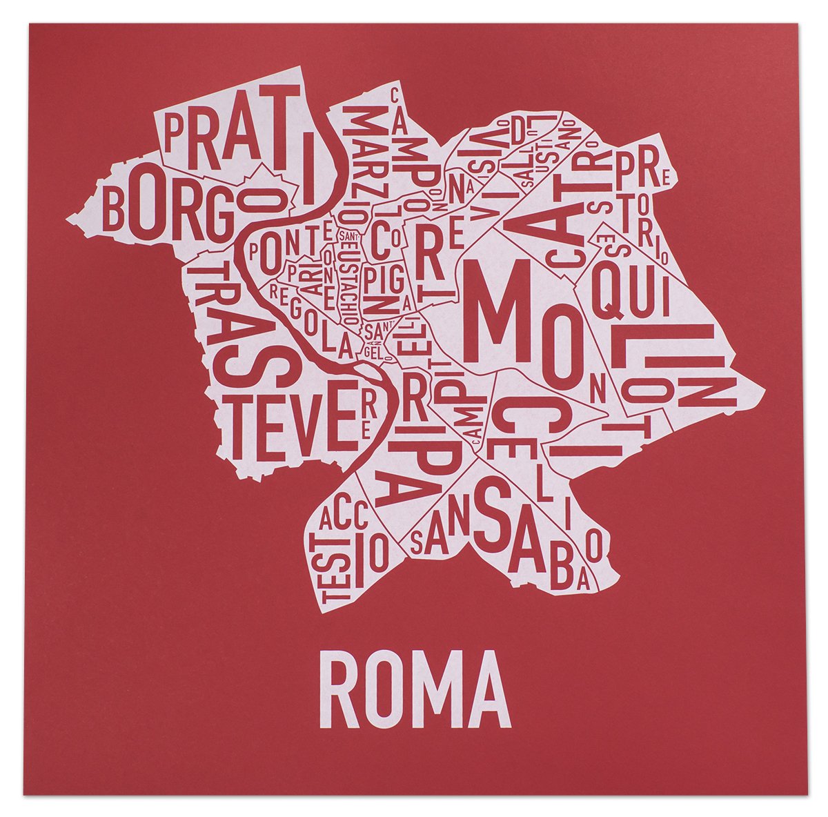 Amazon.com: Barrios de Roma/Rioni di Roma Map Poster, rojo y blanco, 20 ...