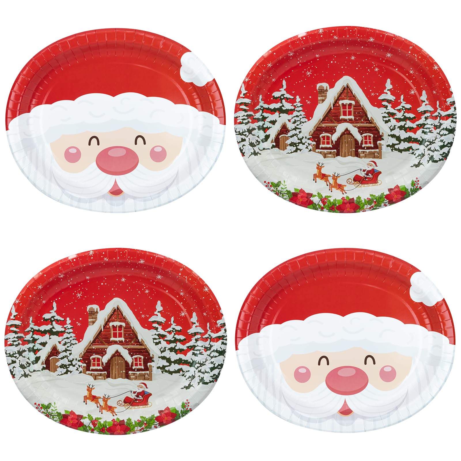 Amazon.com: YY Christmas Party Oval Paper Plates Set 50 Disposable 12in ...