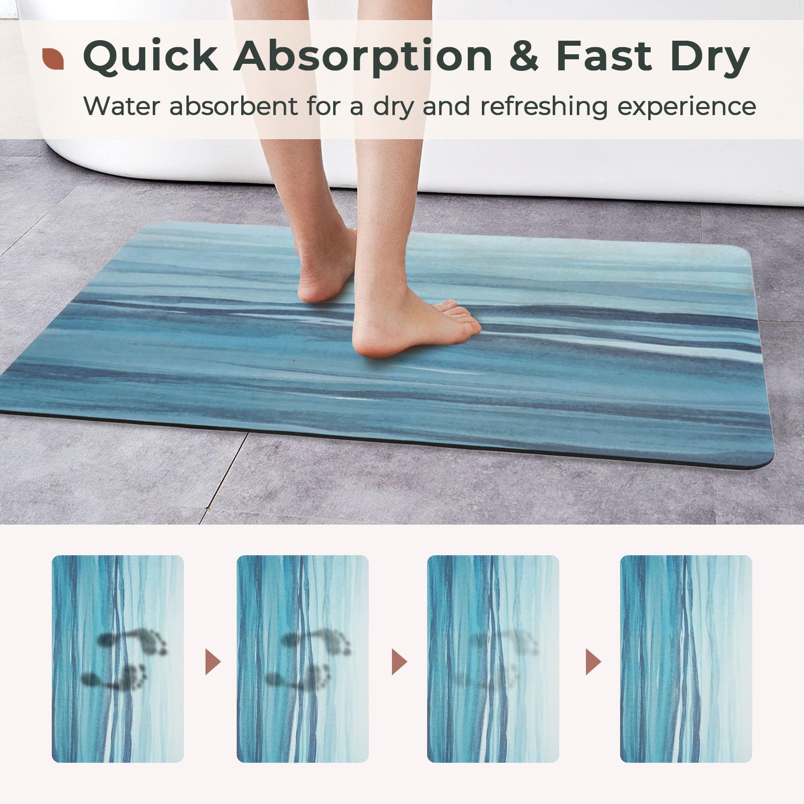 Snapklik.com : FRESHMINT Soft Abstract Bath Mat Watercolor Bathroom Mat Non-Slip Qucik Dry Bath ...