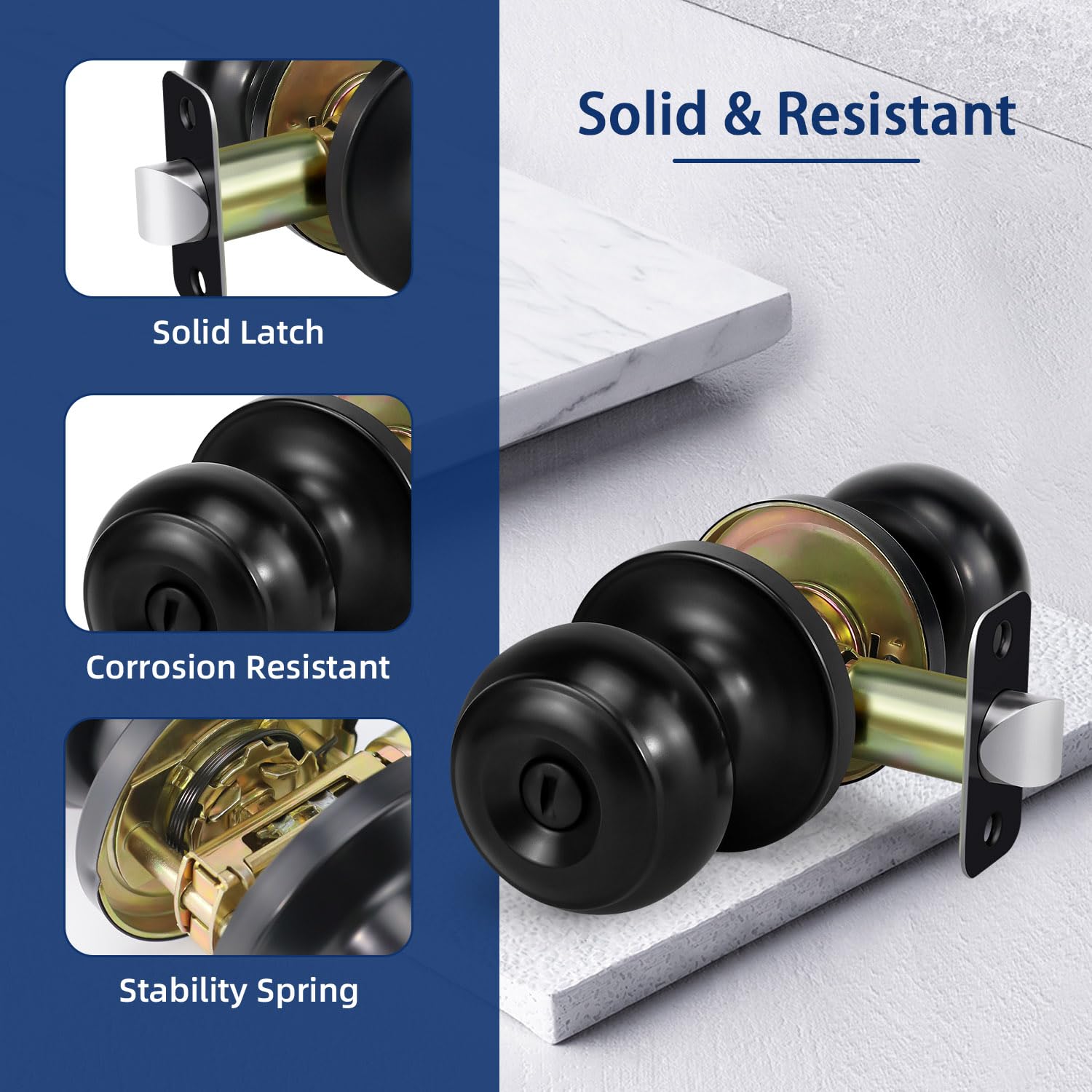 Snapklik.com : Privacy Door Knob, KEYLESS Interior Door Lock, Flat Ball ...