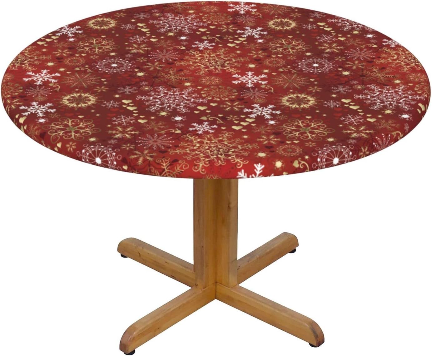 Amazon.com: ZERAOKE Red Christmas Snowflake Print Round Tablecloth, 48 ...