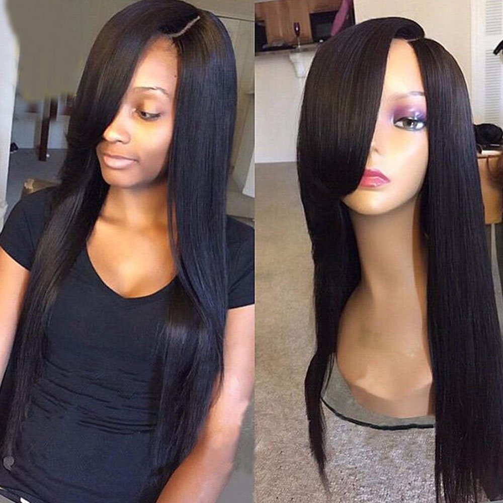 Human Hair Wigs With Side Bangs