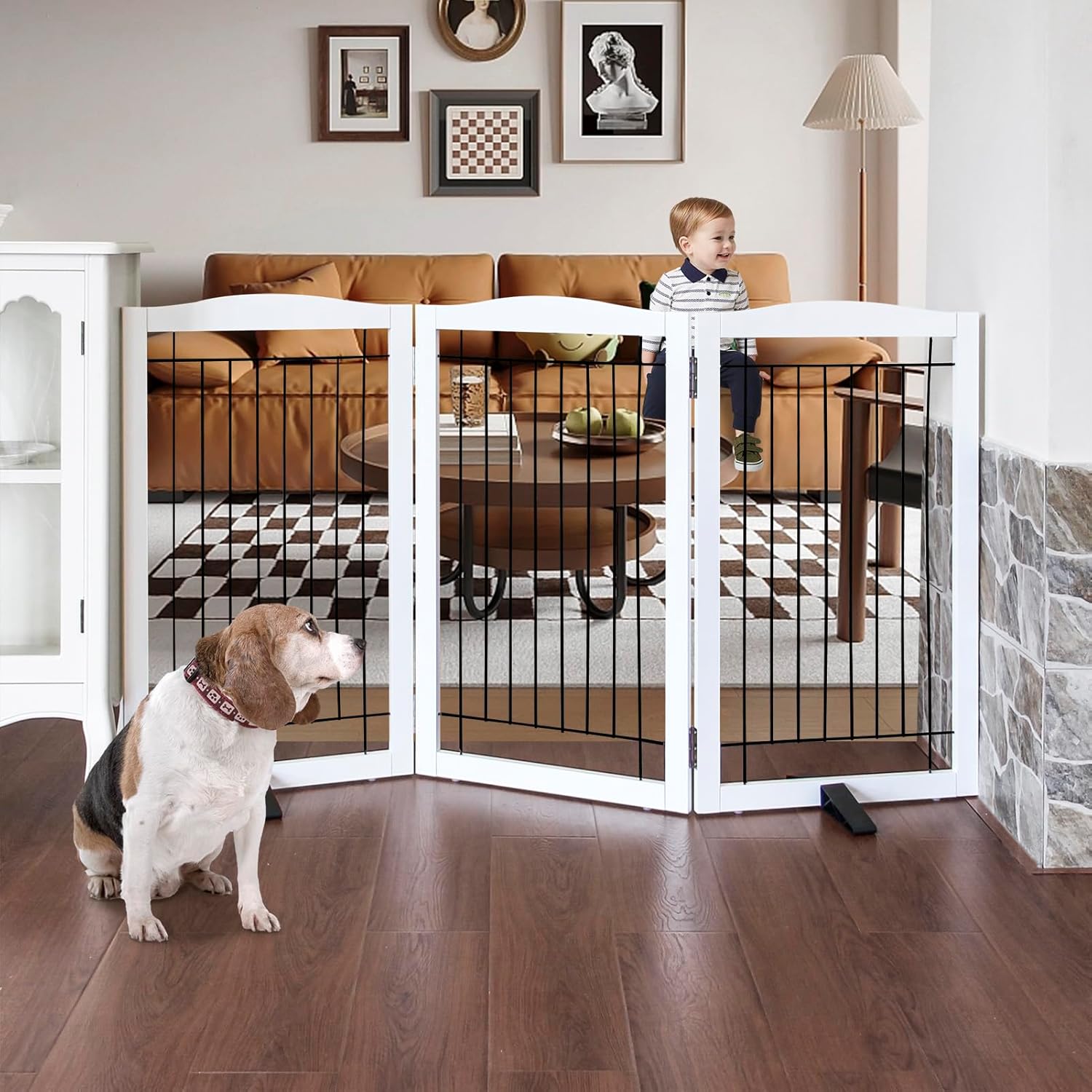 Amazon.com: ZJSF Freestanding Dog Fence Indoor, Foldable Dog Gate for ...