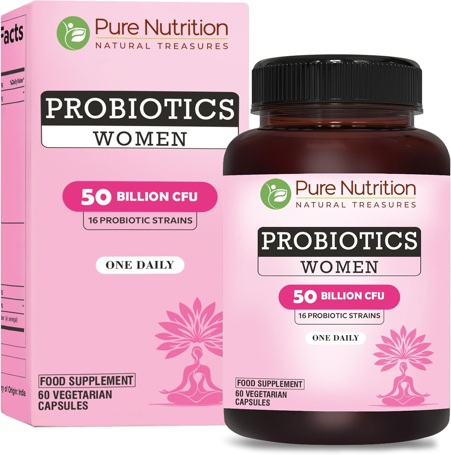 Pure Nutrition Probiotics for Women 50 Billion CFU | 16 Probiotic ...