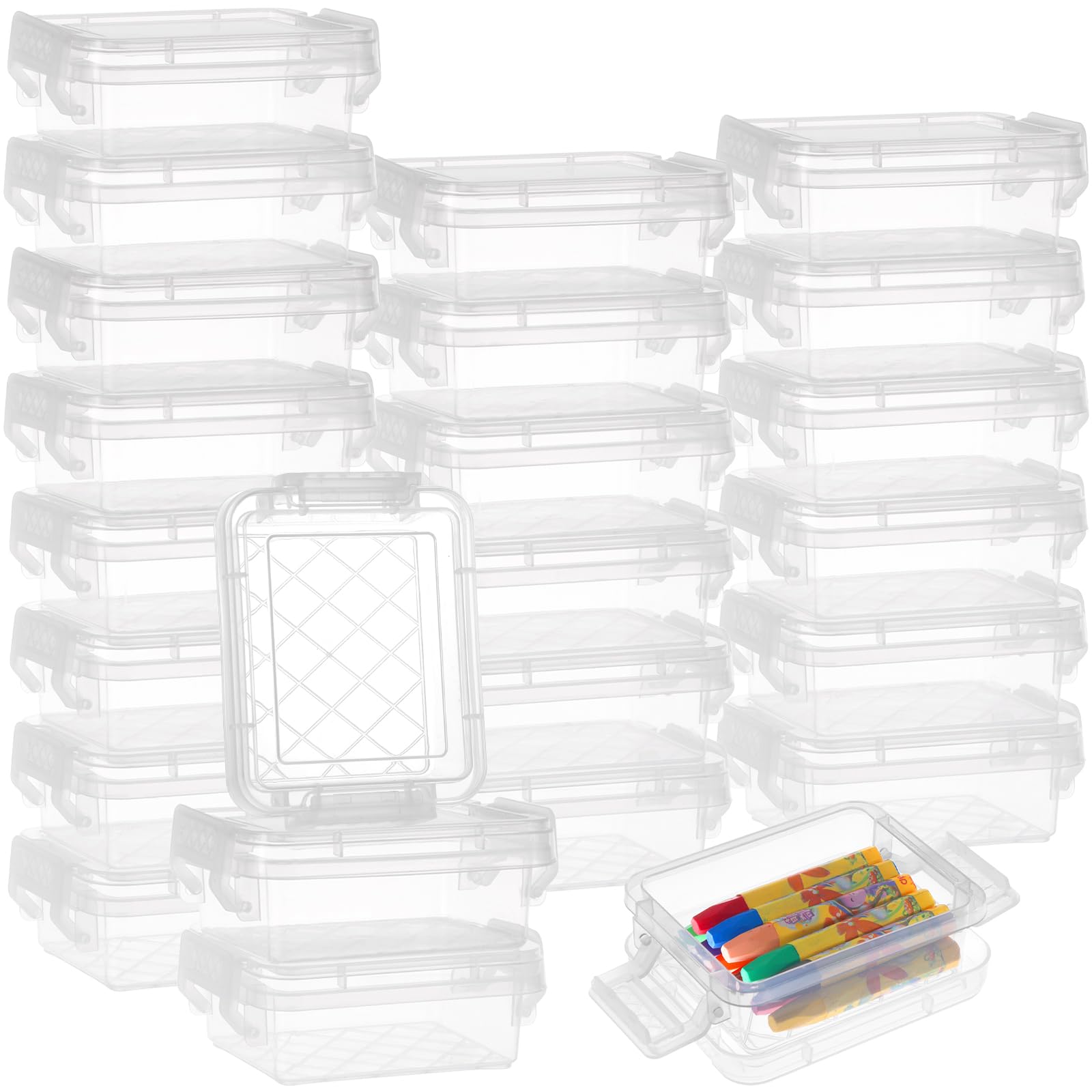 Amazon.com: AIHSUMC 24 Pcs Plastic Crayon Boxes, Clear Pencil Case with ...