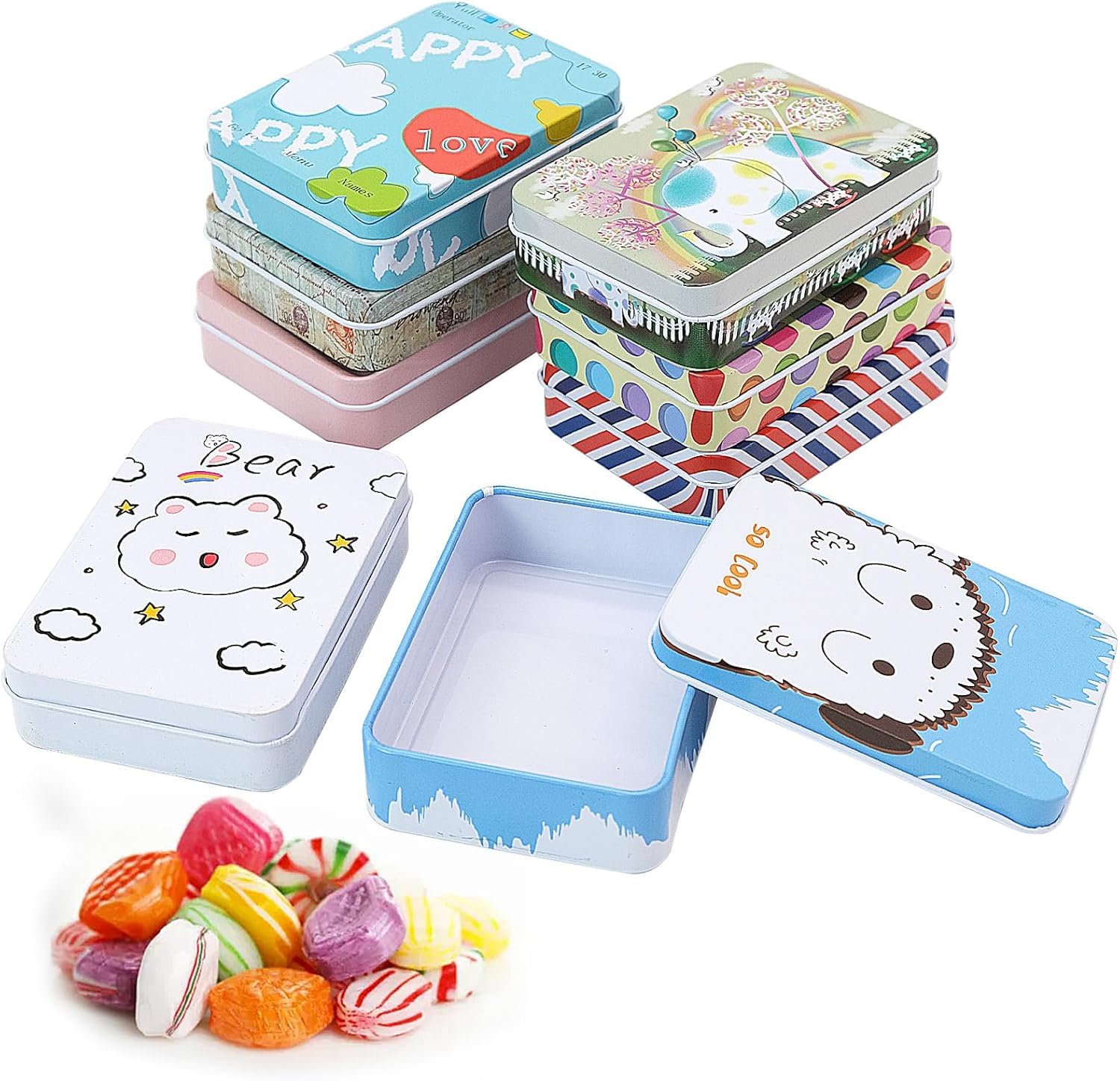 8 Piece Mini Iron Tin Box, Small Metal Storage Container With Lid ...