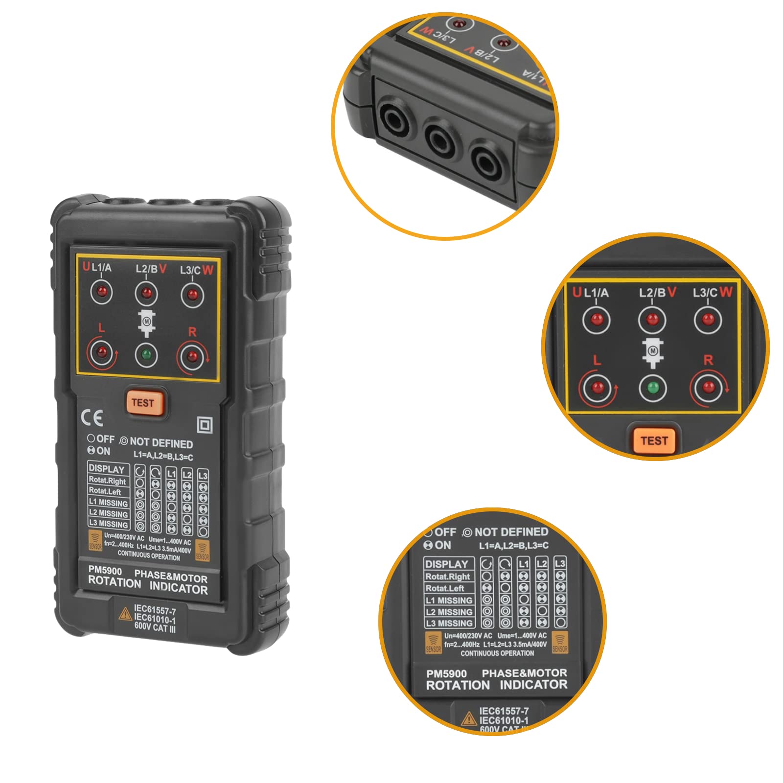 Buy Portable Handheld Three Phase Motor Rotation Indicator Tester Motor ...