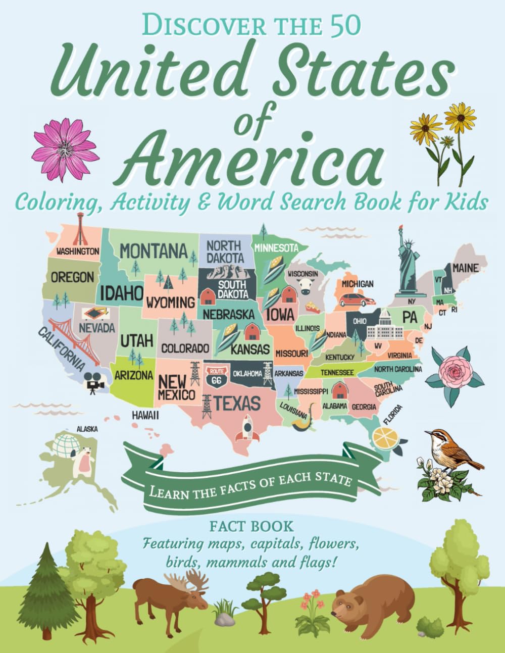 Discover the 50 United States of America Coloring, Activity & Word ...