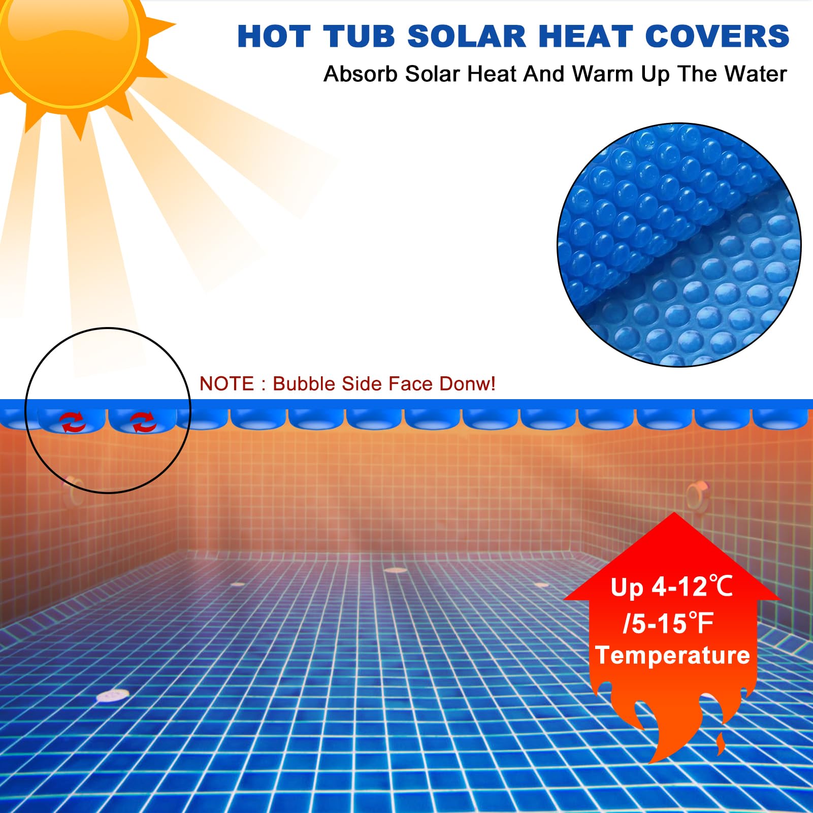Snapklik.com : Kestnsee Hot Tub Spa Solar Bubble Cover Blanket For ...