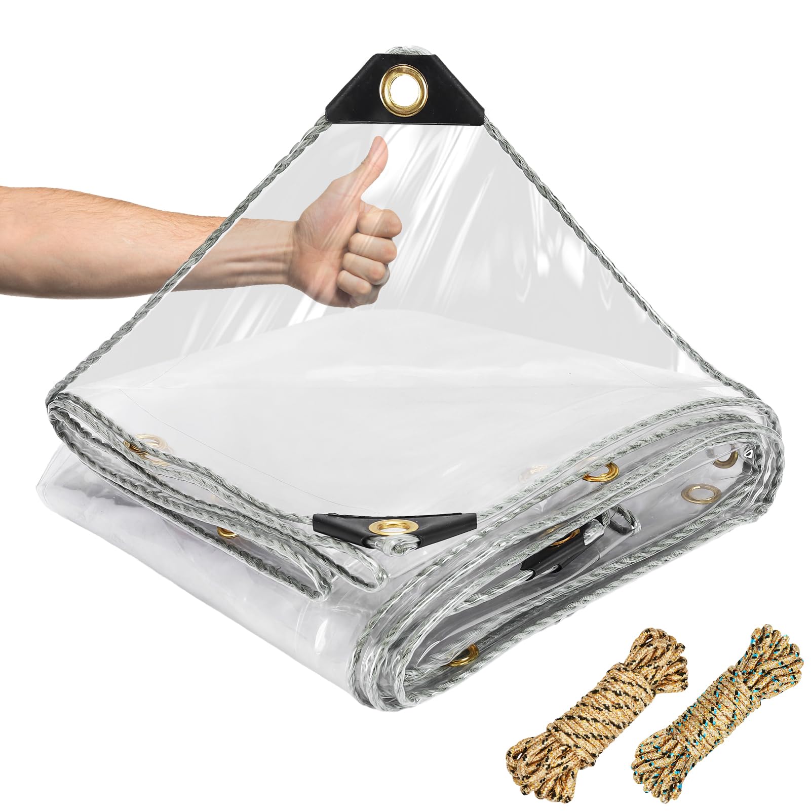 Amazon.com: 8 x 10 ft Clear PVC Tarp Waterproof with Grommets - 20 Mil ...