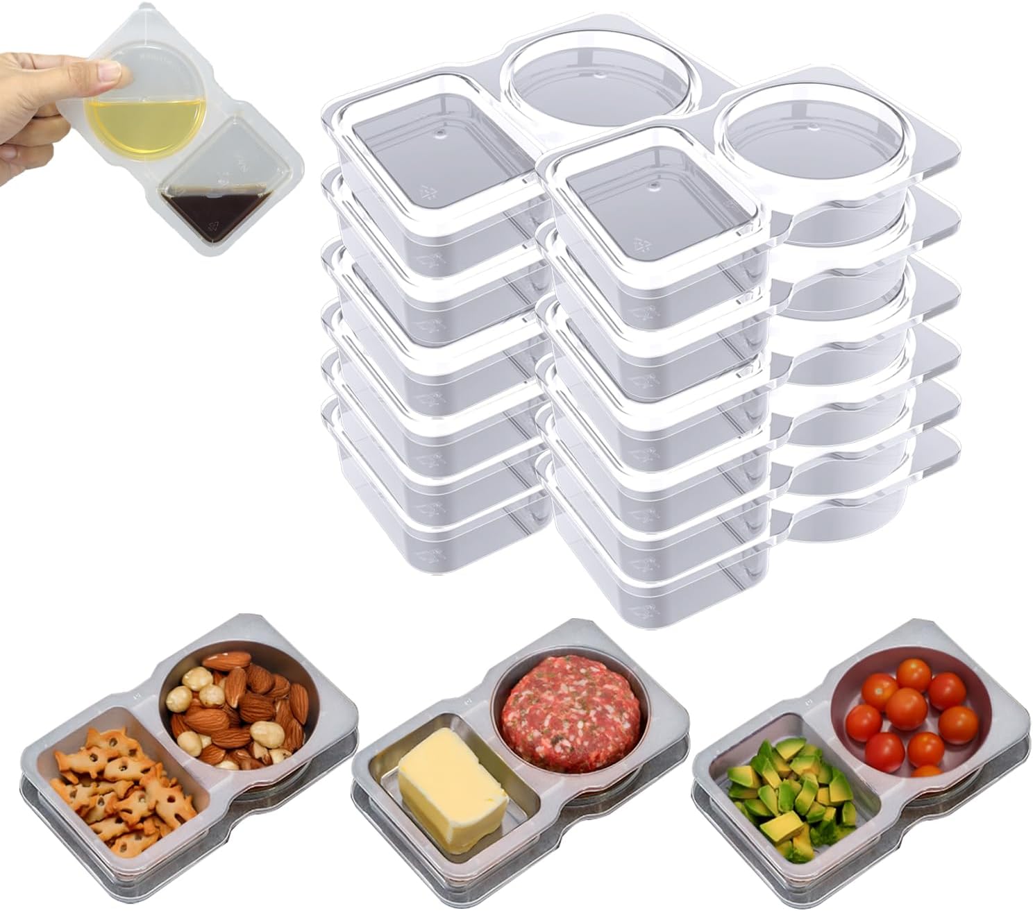 Amazon.com: GLLXNIW Reusable Snack Containers, 2-Compartment Dipping ...