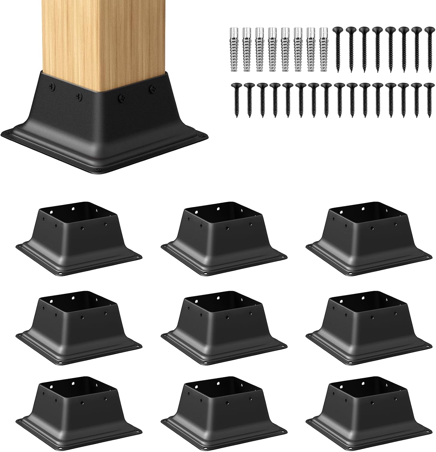 TROPTOLKY 4x4 Post Base 10 Pcs, Black Post Square Brackets Internal ...