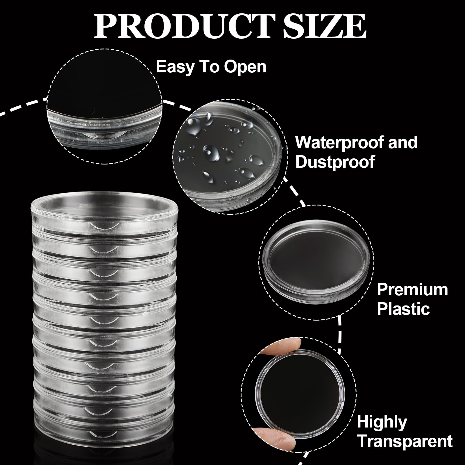 Snapklik.com : 100 Pack Silver Dollar Coin Holder, 40mm Plastic Coin ...