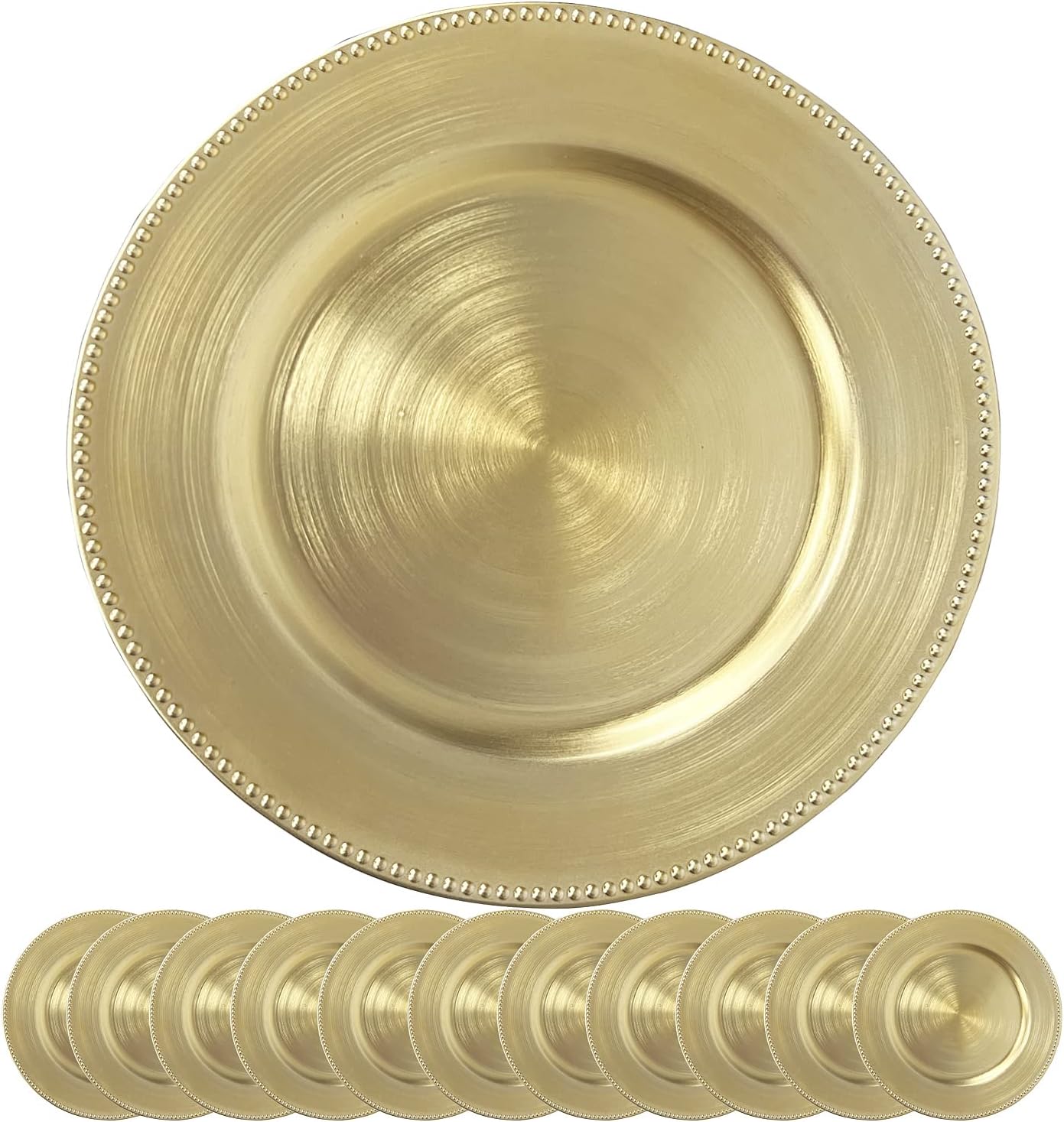 Amazon.com | Maiangel Metallic Gold Beaded Charger Plates,13" Set Of 12 ...