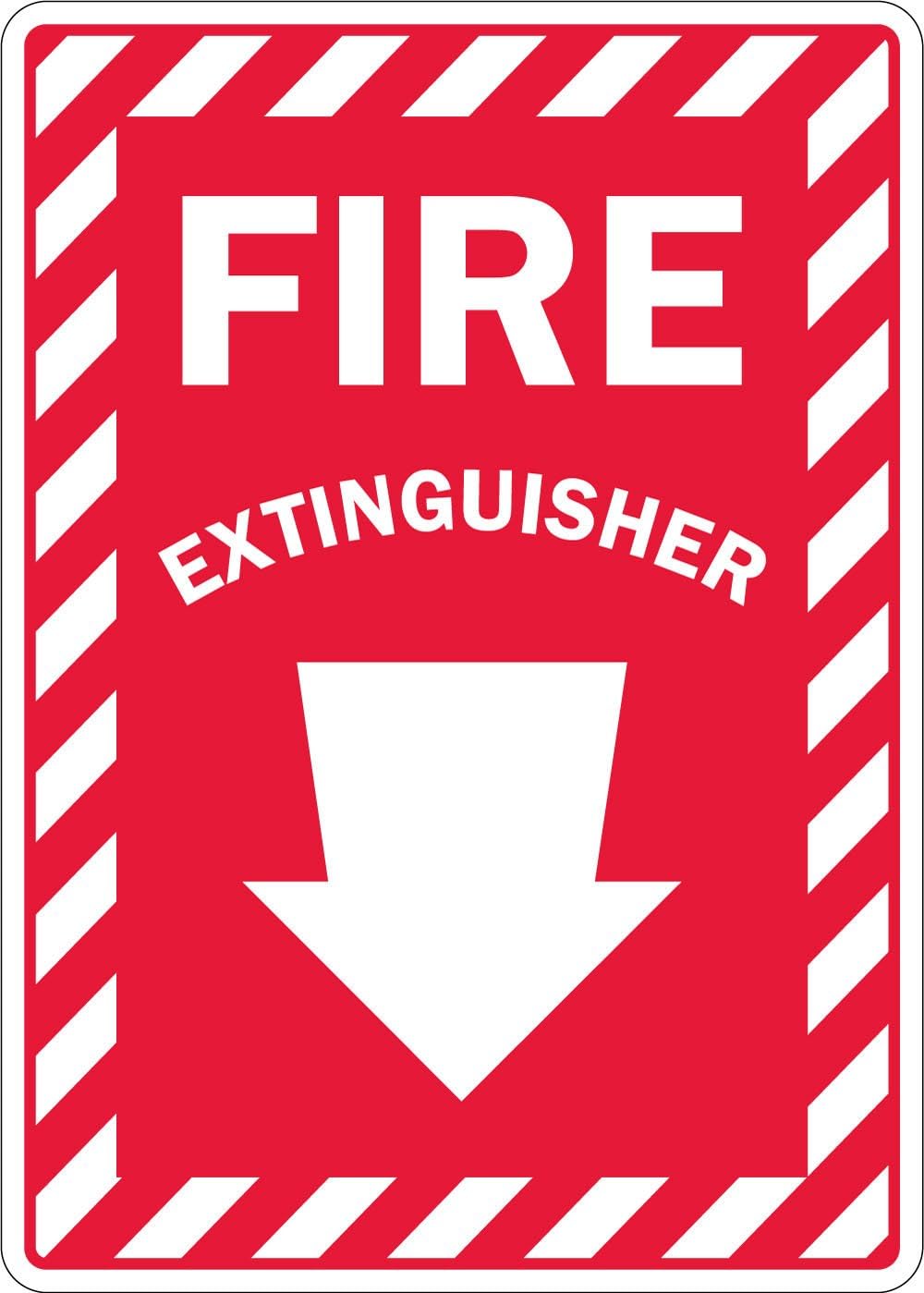 SmartSign Aluminum Sign, Legend "Fire Extinguisher" with Down Arrow, 14 ...