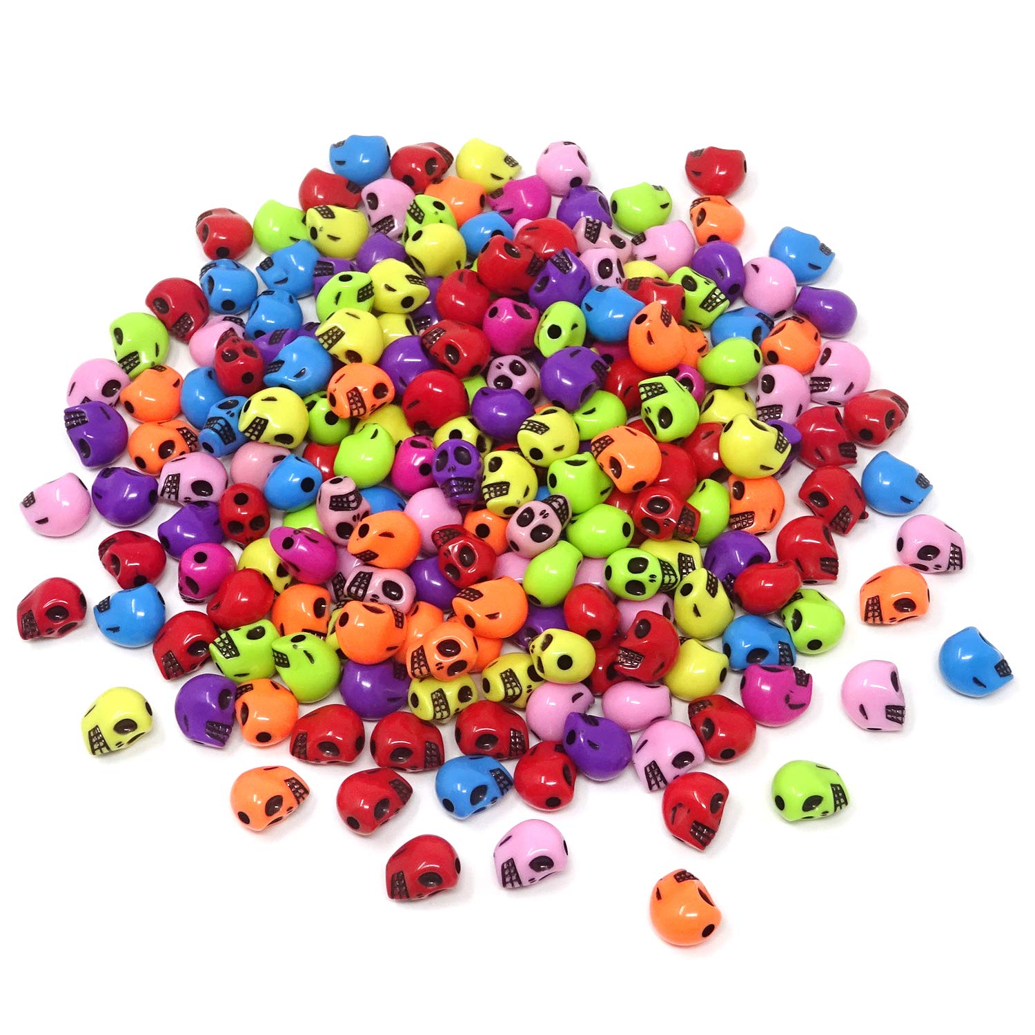 Amazon.com: Honbay 200PCS Acrylic Skull Beads Stylish Skeleton Head ...