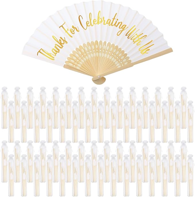 Amazon.com: Tatuo 100 Pcs Wedding Hand Fans for Guests Bulk Handheld ...