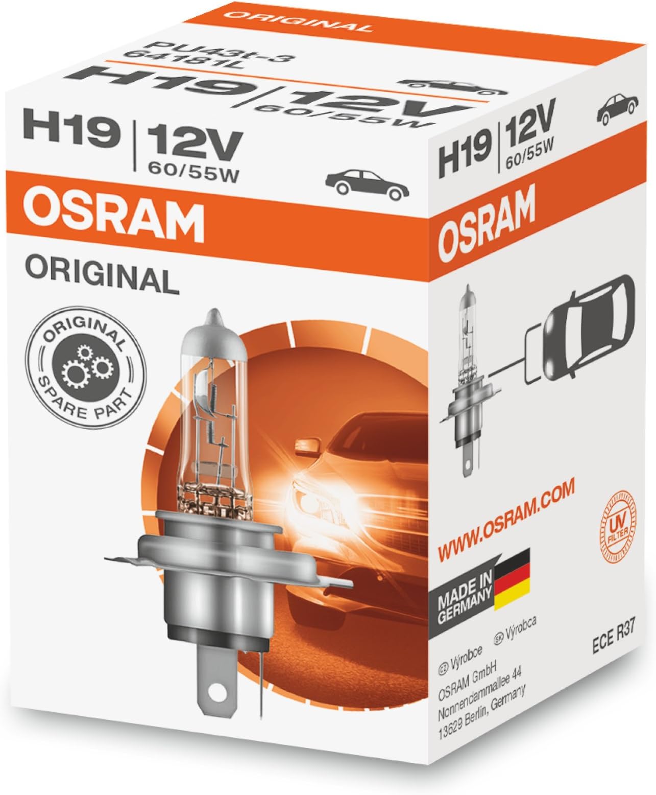 Osram 64180L Halogen-Scheinwerferlampe, H18, 12V PKW, Faltschachtel ...