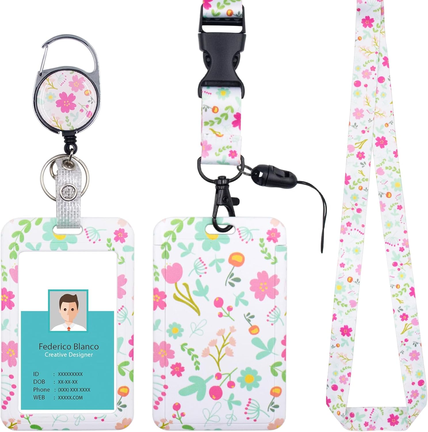 Amazon.com : ID Badge Holder with Retractable Lanyard 360° Swivel ...