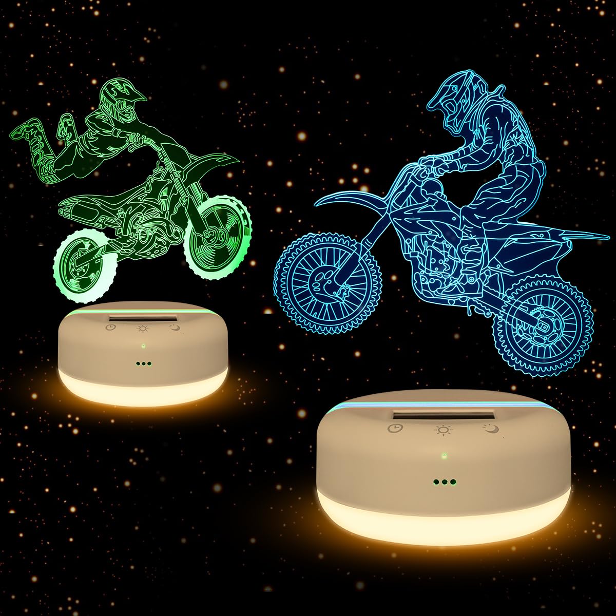 SJIAHEE 2 in 1 Sets 3D Dirt Bike Night Light, 16 Colors Change with ...