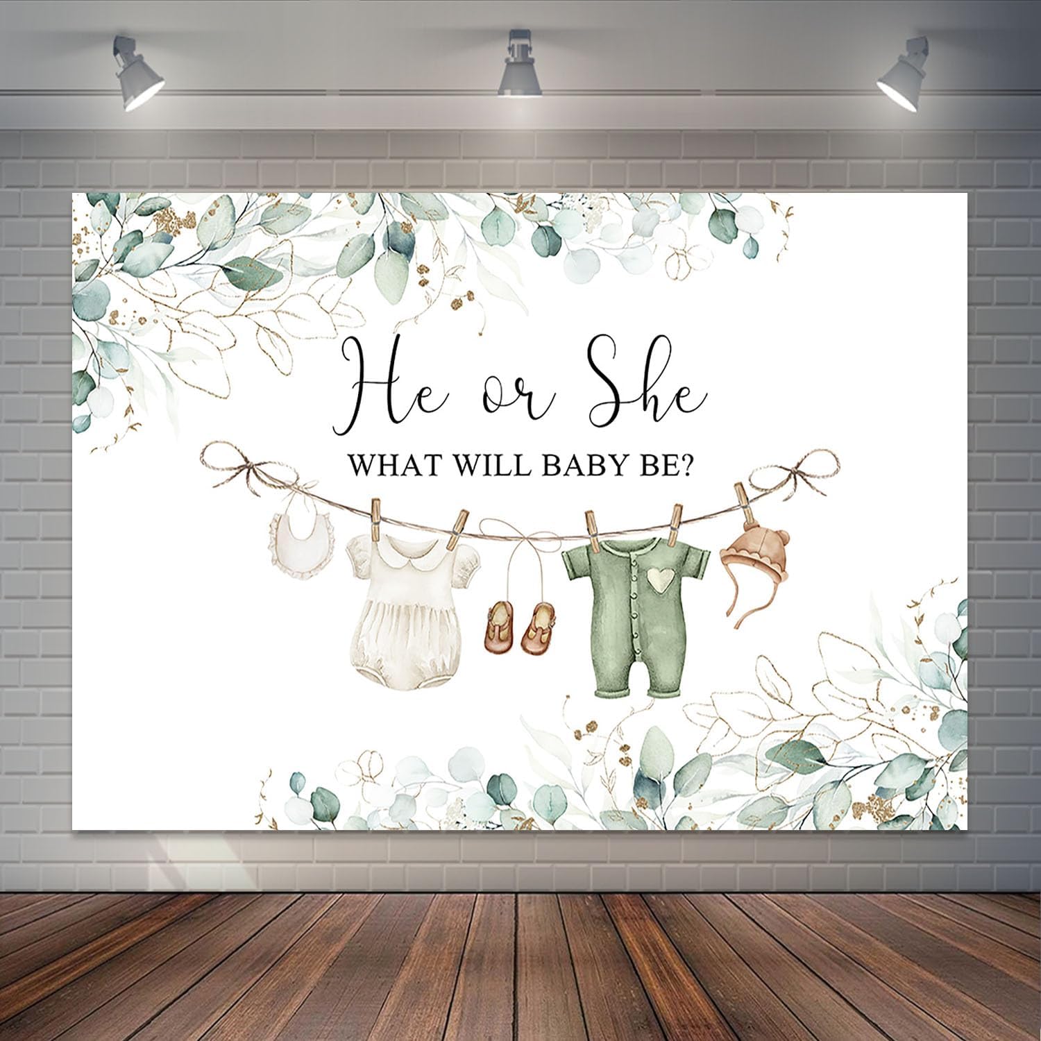 Amazon.com : Joliaco 7x5ft Greenery Gender Reveal Backdrop Watercolor ...