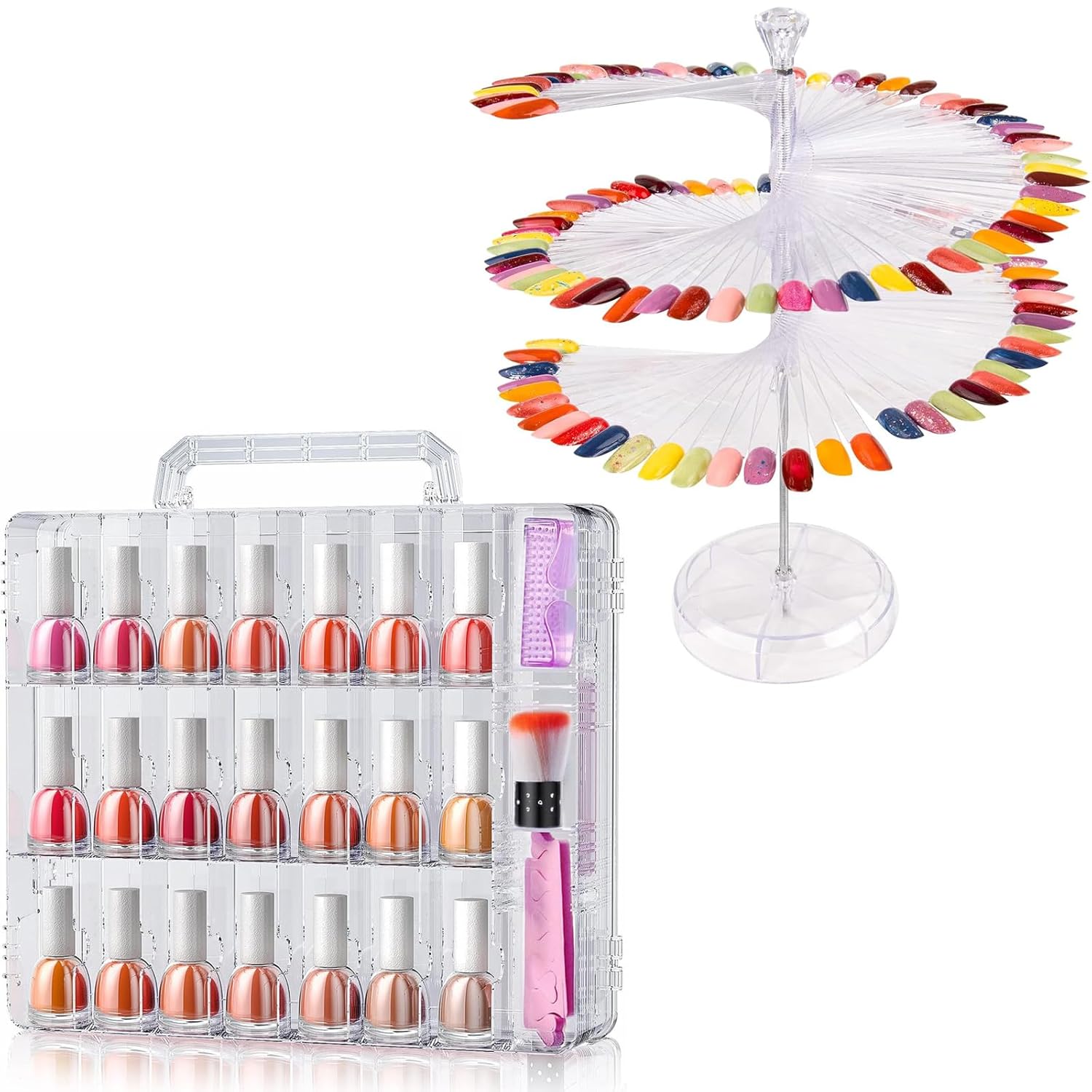 Amazon.com : Nail Polish Organizer with 120Pcs Clear Nail Color ...
