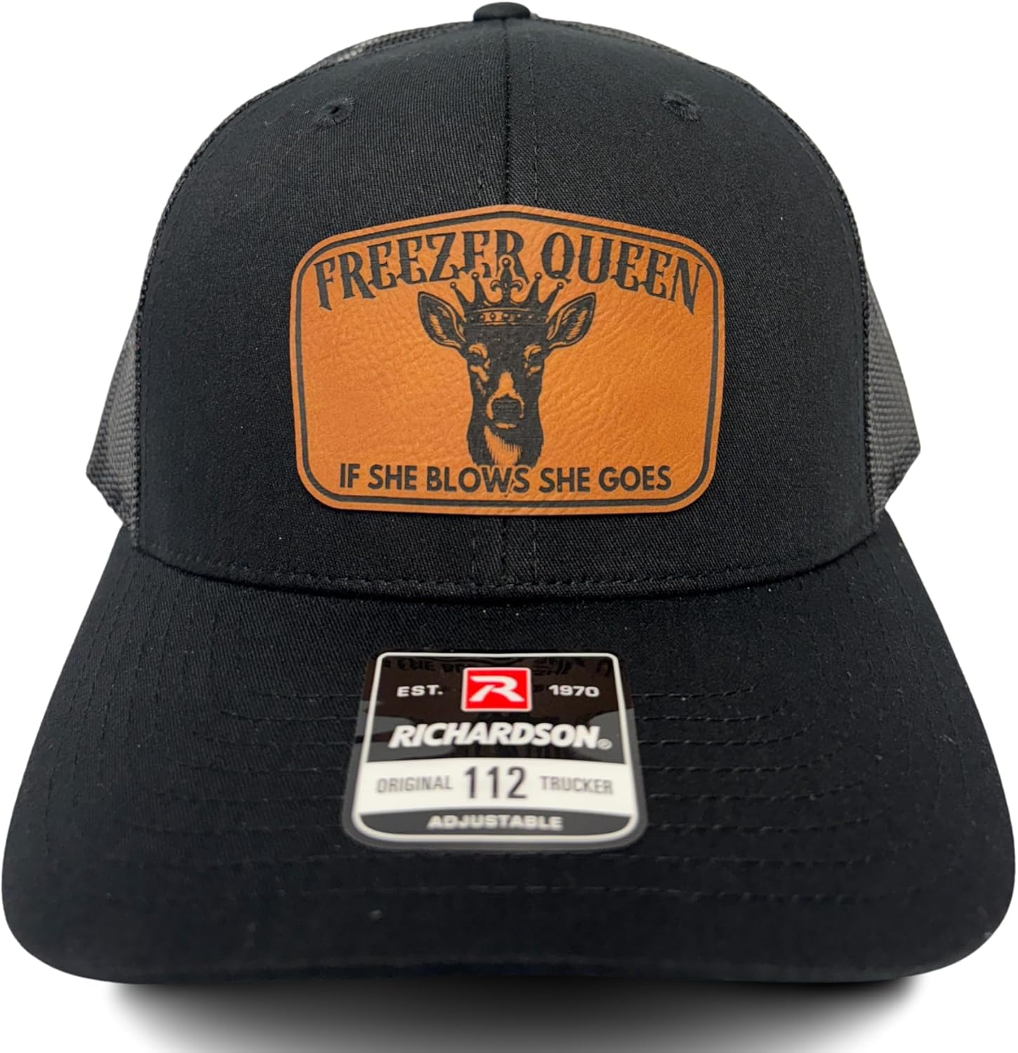 Amazon.com: Freezer Queen Hunting Team Adult Size Leather Patch Hat ...