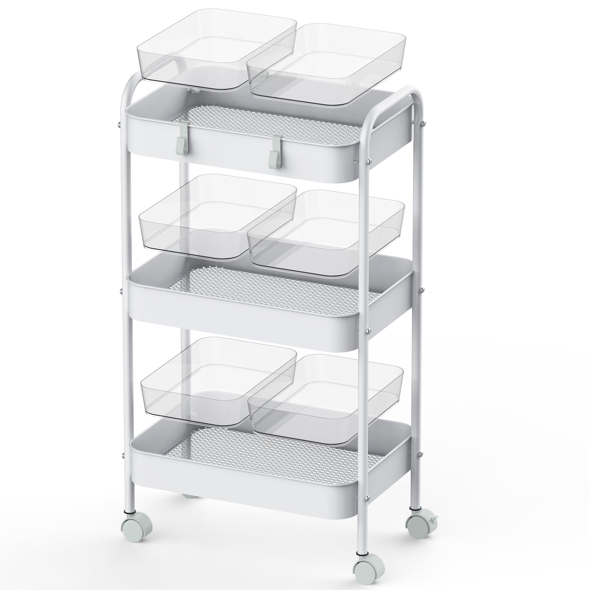 Amazon.com: 3-Tier Rolling Cart Metal, Roller Cart with 6 Transparent ...