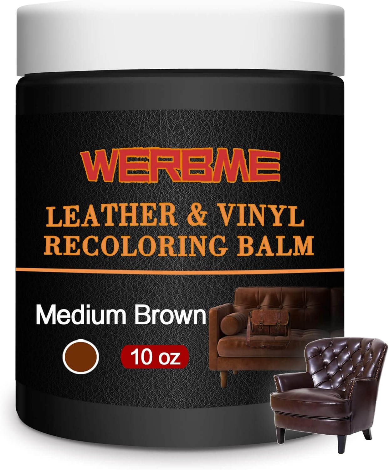 Amazon.com: WERBME Leather Recoloring Balm, 10 OZ Medium Brown Leather ...