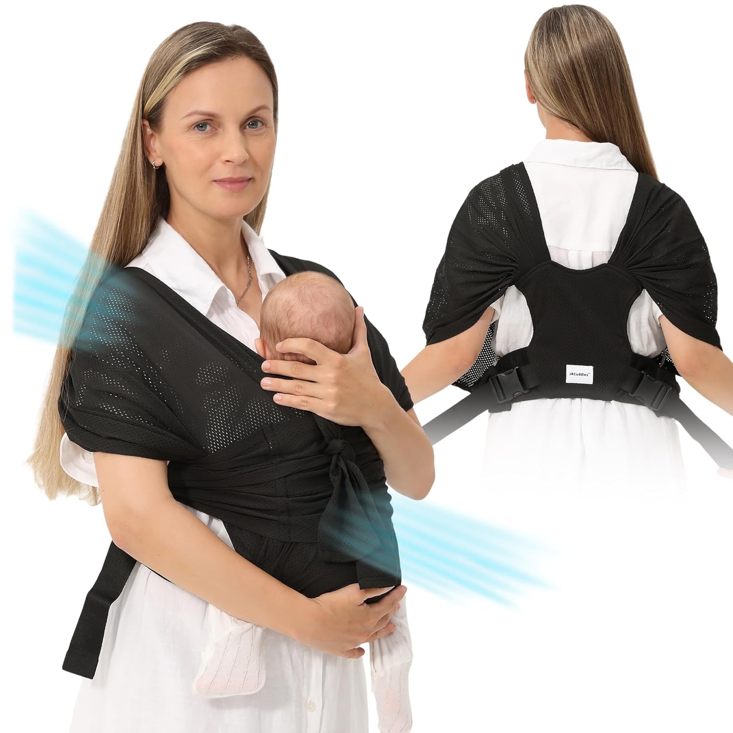 Amazon.com : JRCuddles Baby Wrap Carrier AirMesh - from Newborn Infant ...