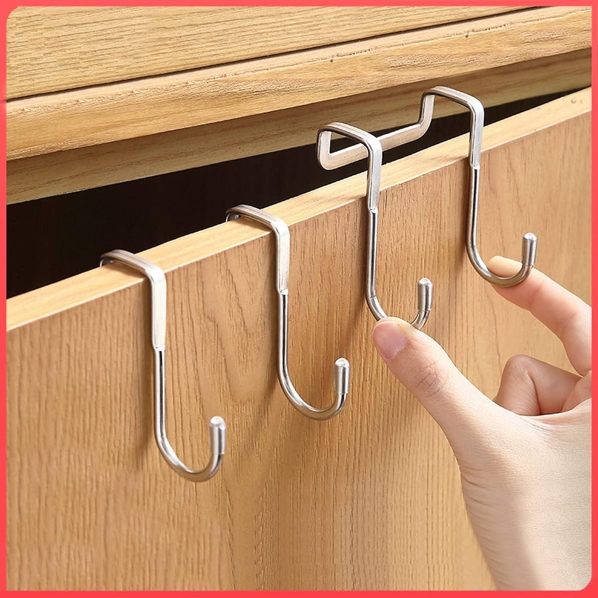 wolpin 2 Pcs Over The Door Hook Hanger Wall Organiser Detachable Hook ...