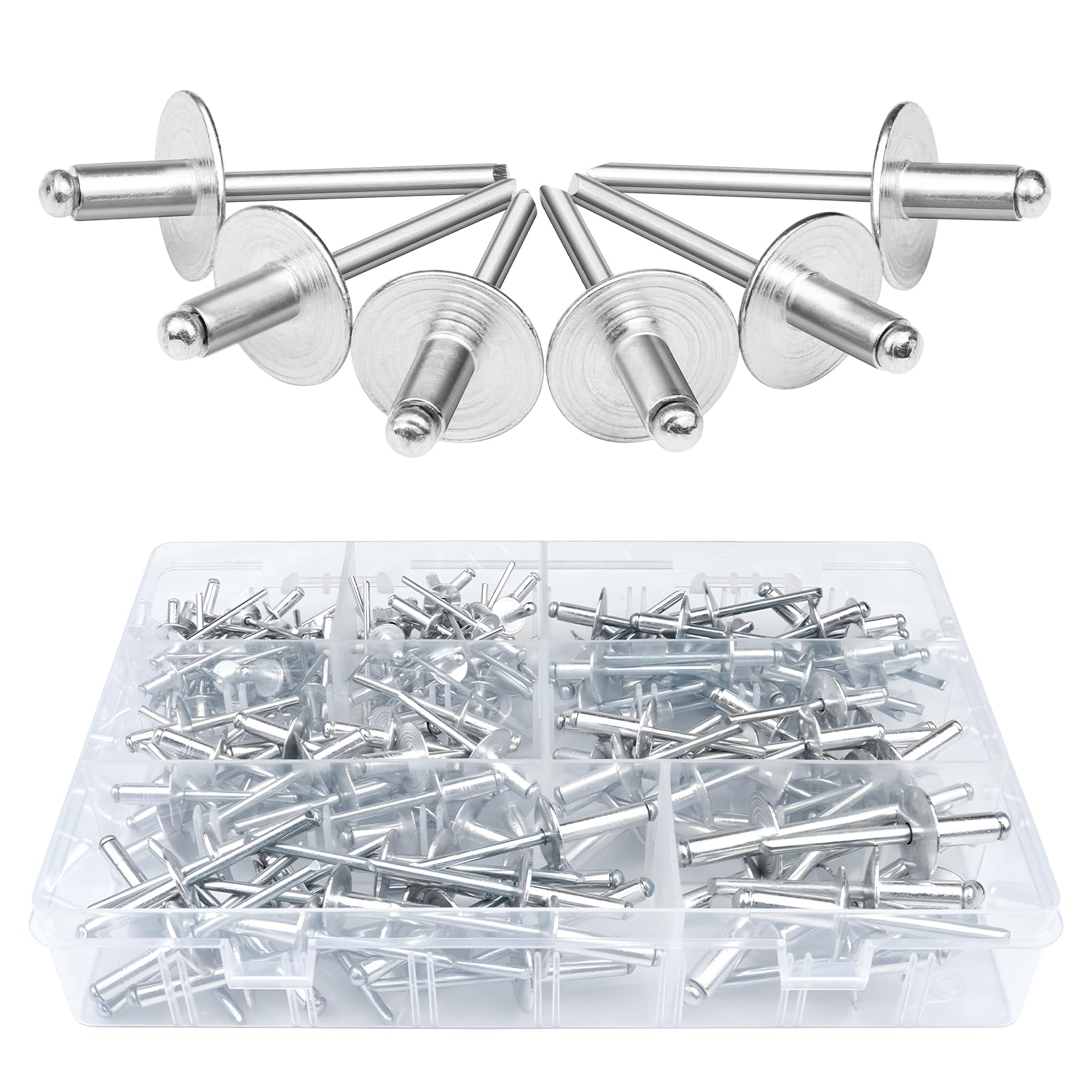 Amazon.com: 200PCS Silver Pop Rivets Assortment Kit, 7 Sizes 1/8" 3/16 ...