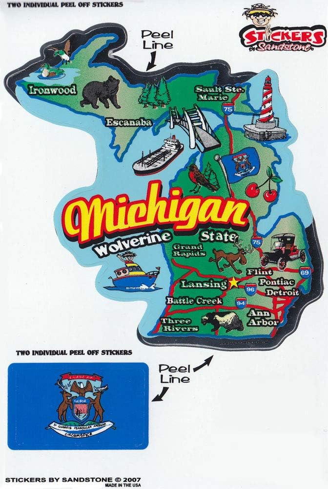 Amazon.com: Flagline Michigan - State Map Outline Vinyl Sticker : Arts ...