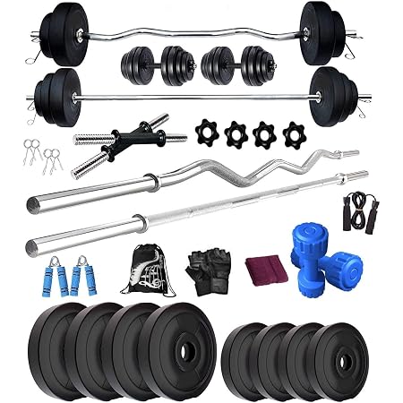 BodyFit 60Kg Weight Plates, 5Ft Rod, 3Ft Curl Rod, 2D Rods Home Gym ...