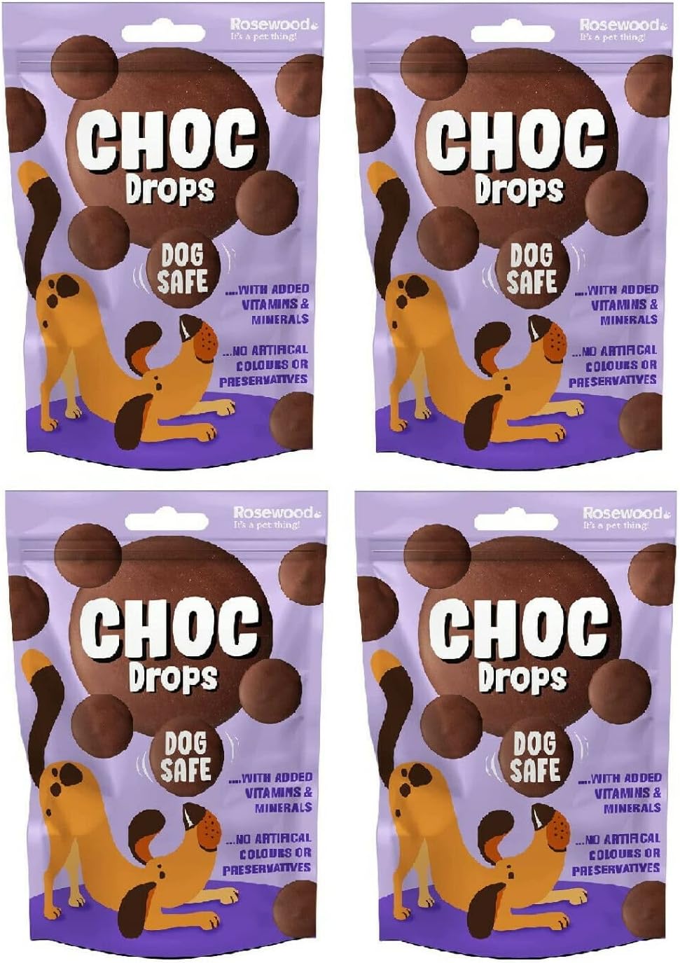 4 PACK ROSEWOOD CHOC DROPS DOG SAFE CHOCOLATE TREAT TRAINING BITE SIZE ...