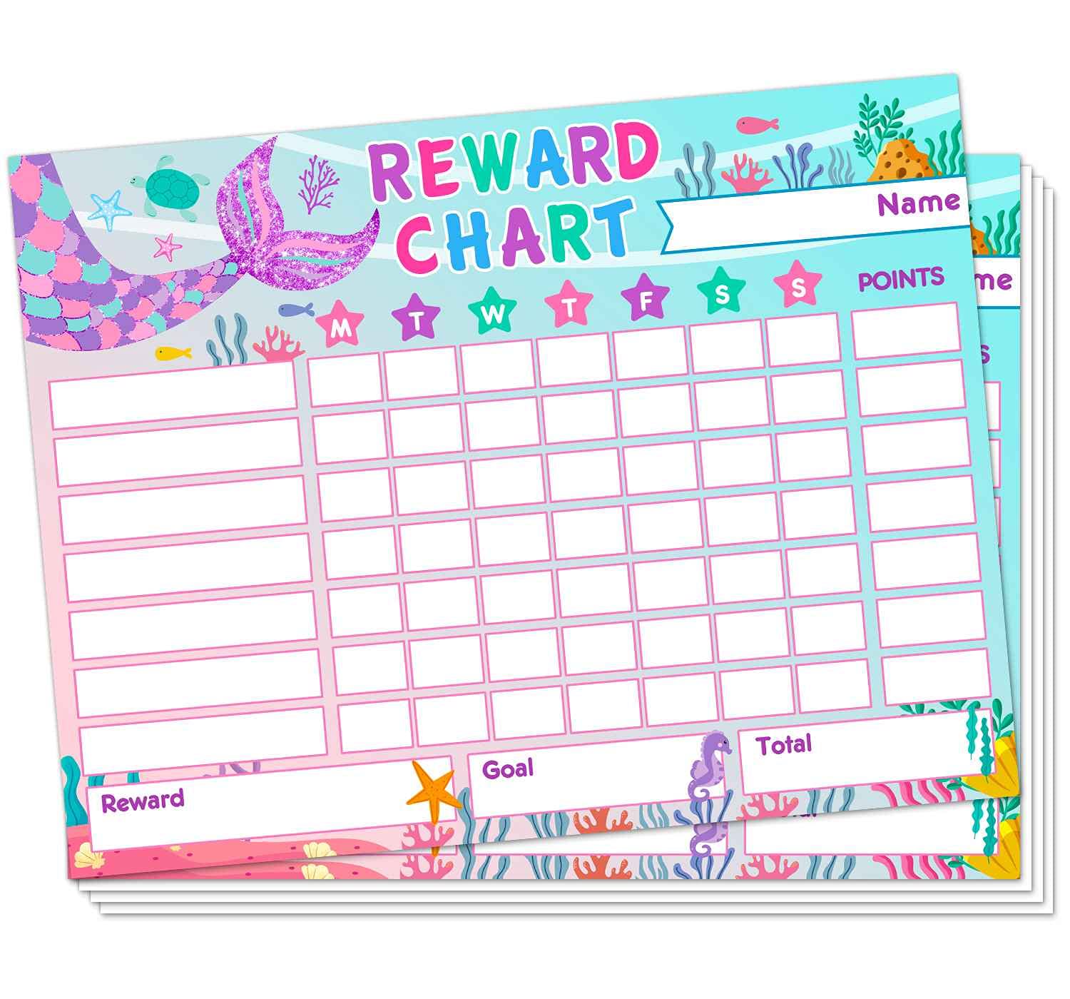Buy Mermaid Chore Chart for Kids Dry Erase Reward Chart Reusable Self ...
