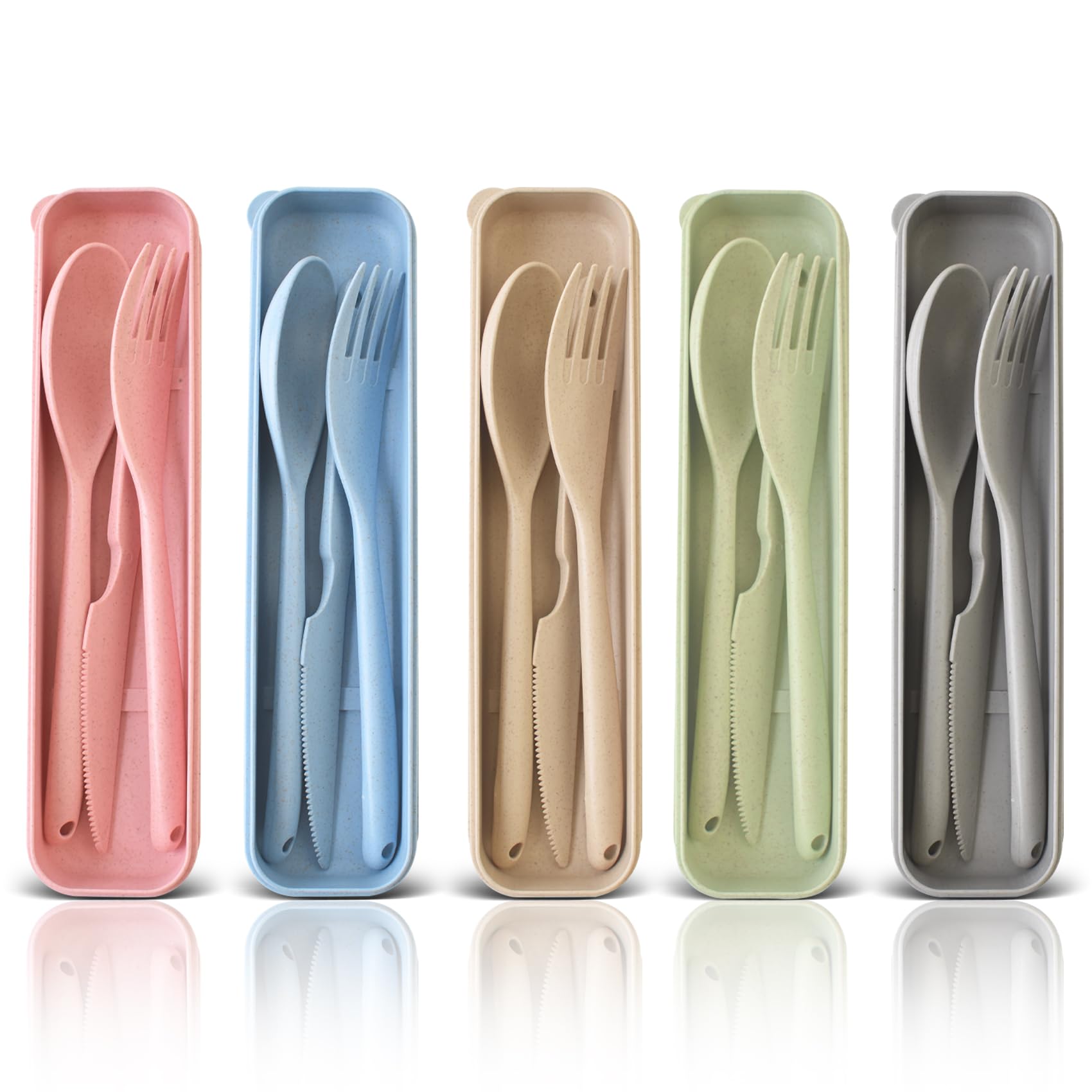 Jumbo Reusable Travel Utensils Set con Estuche, Juego de Cubiertos para ...