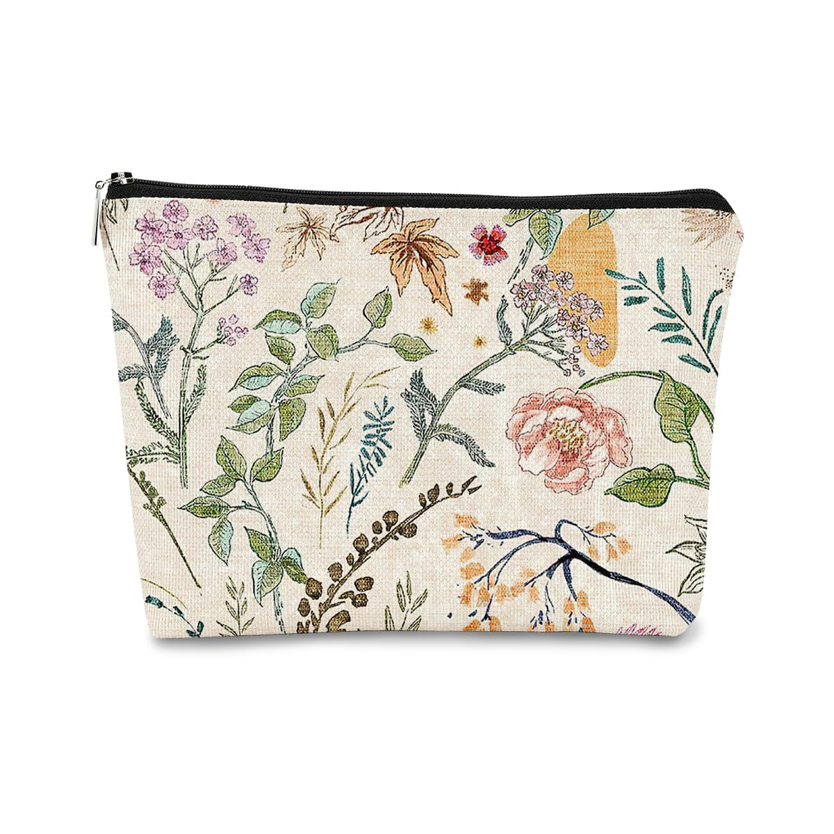 Amazon.com: BARPERY Vintage Botanical Floral Small Makeup Bag ...