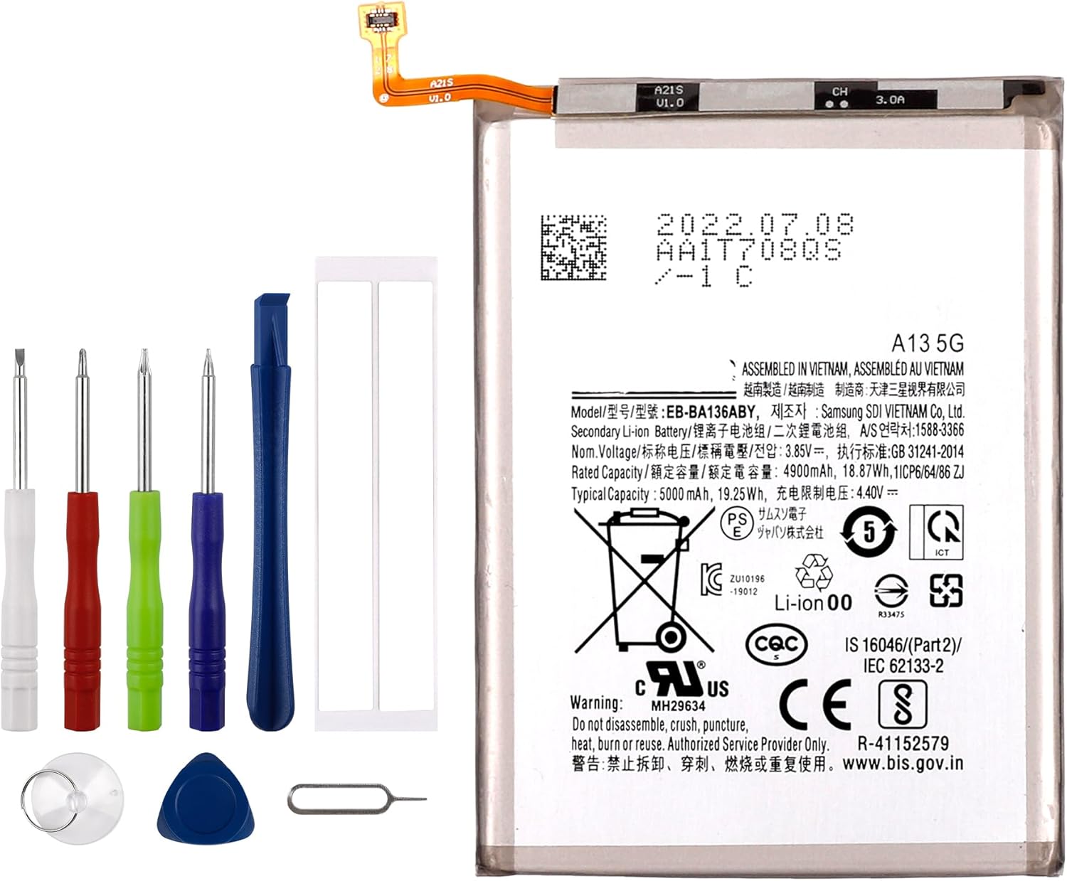 Amazon.com: Vvsialeek EB-BA136ABY Replacement Battery for Samsung ...